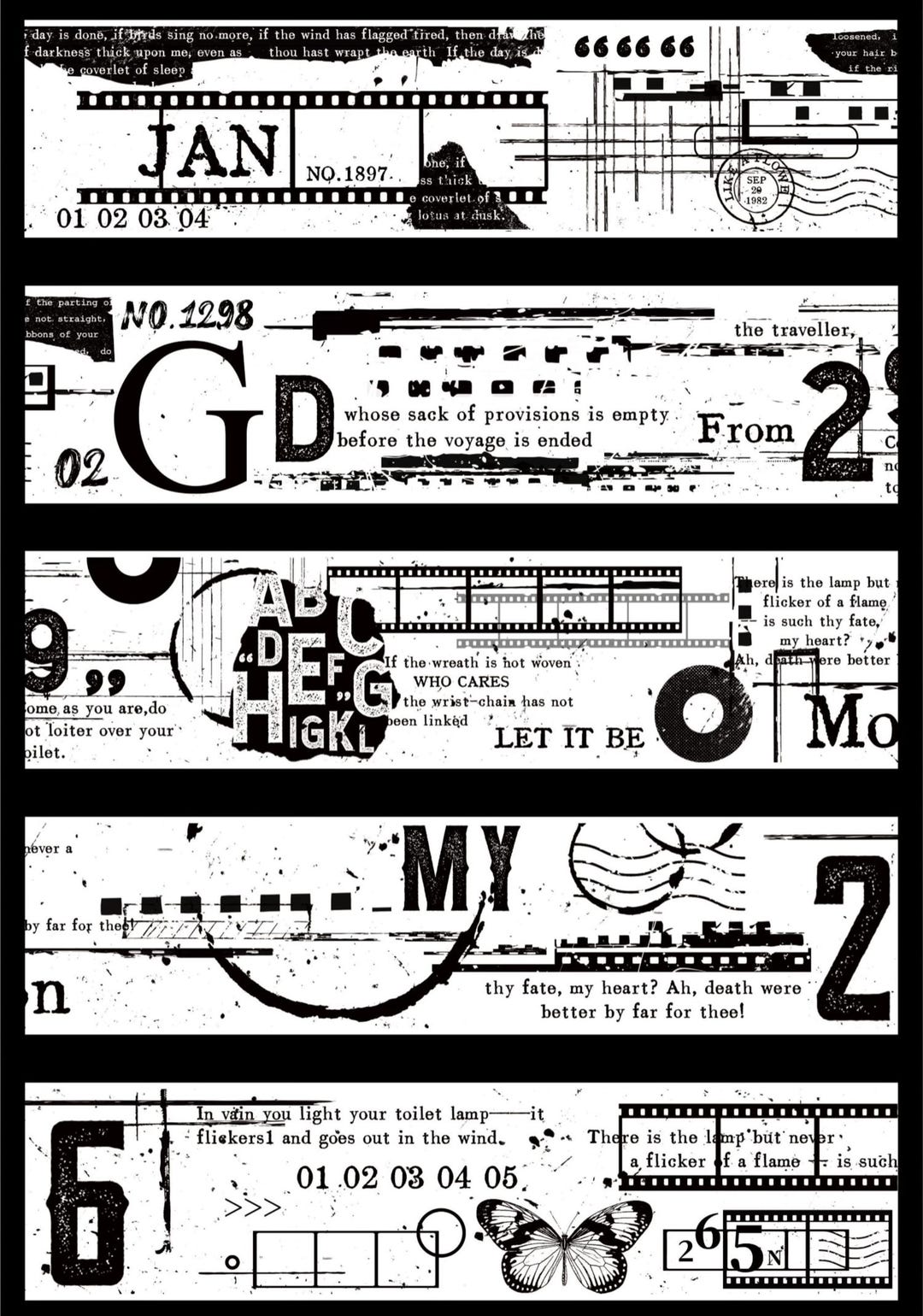 Blackt Random Tear - Black&white | One Loop Sample or Roll PET Tape ...