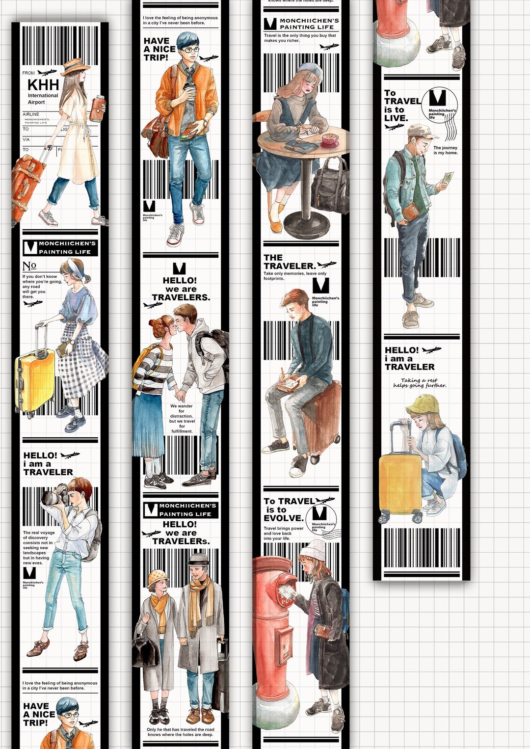 Monchii the Traveler | One Loop Sample or Roll Washi Tape | People ...