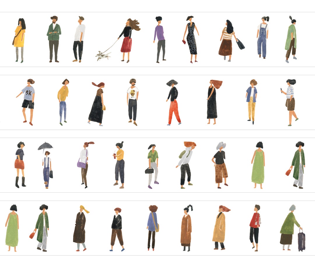 FF 35 People | 130cm/2loops Sample or Roll PET Tape| People Stickers ...