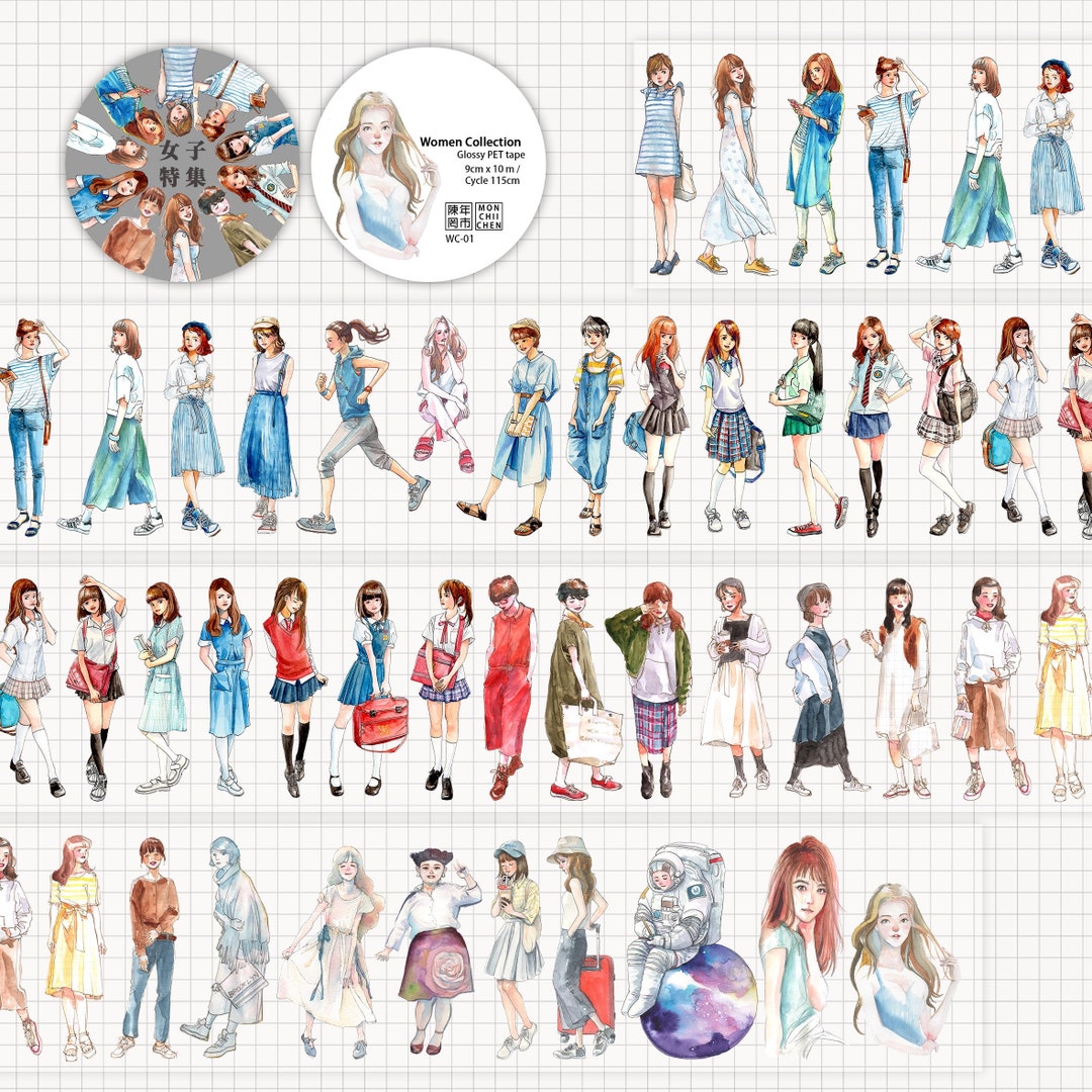 Monchii Women Collection | One Loop Sample PET Tape | People Stickers ...