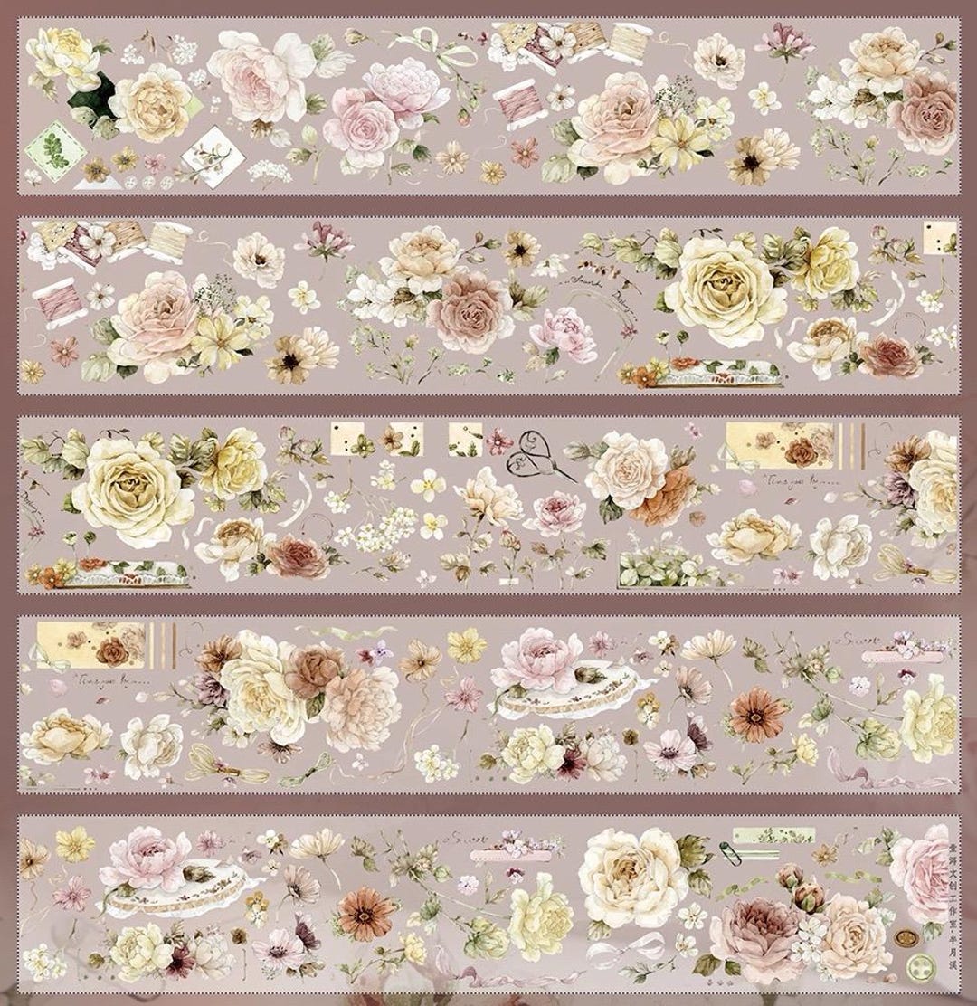 Yier Moonlit Brook | One Loop Sample or Roll PET Tape | Flower Stickers ...
