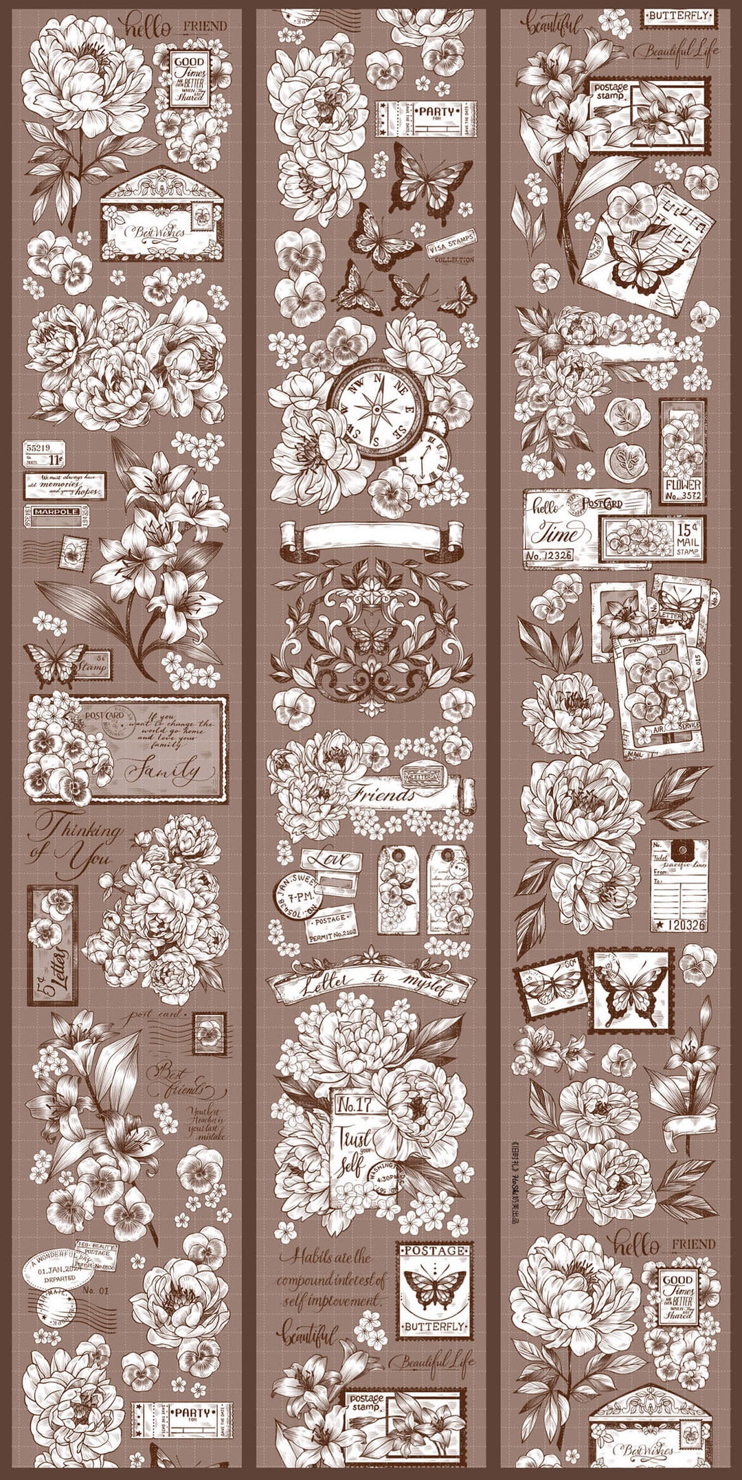 Hoshi Vintage Flower | One Loop Sample or Roll PET Tape | Flower ...
