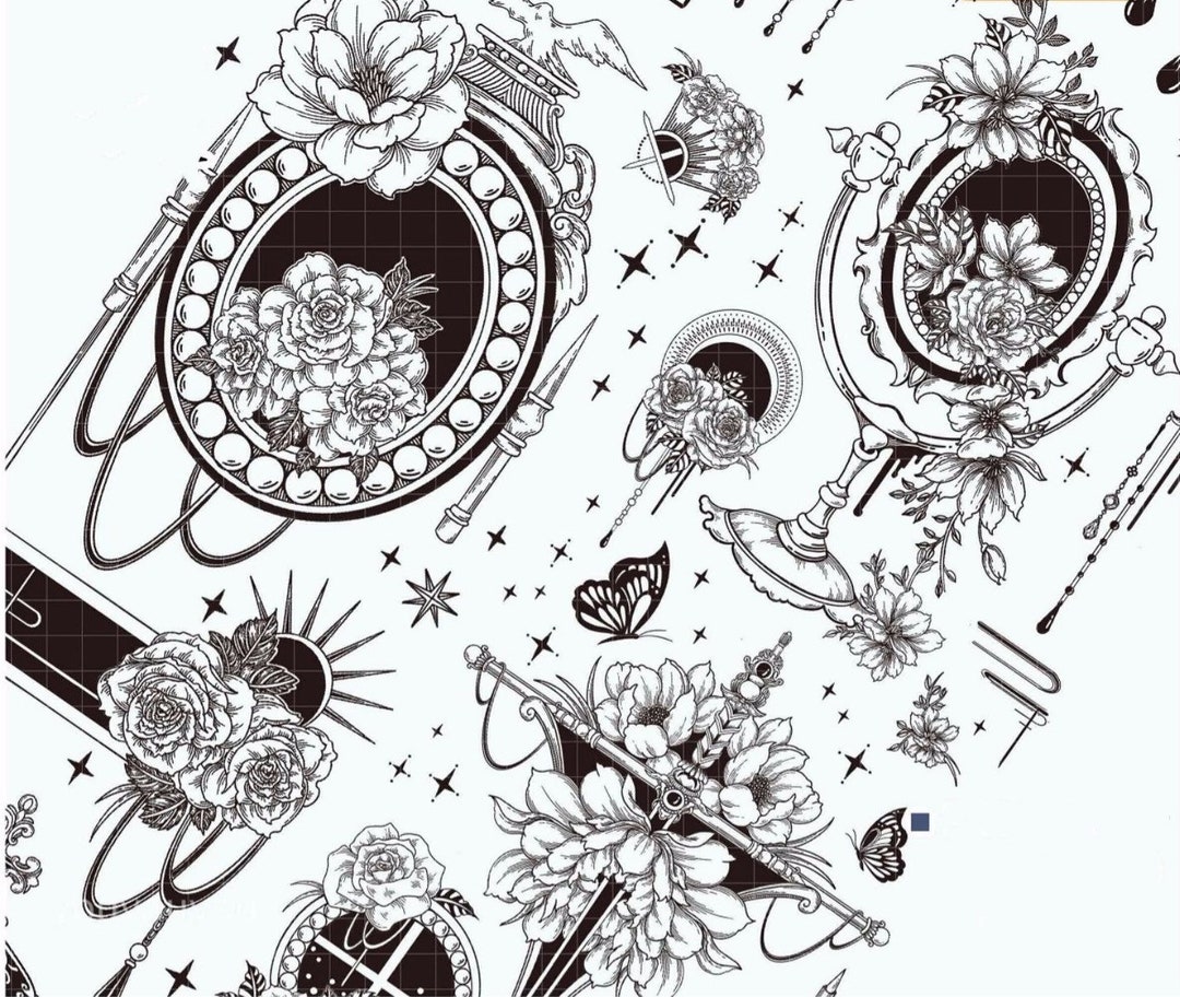 YYY Black & White | One Loop Sample or Roll PET Tape | Flower Stickers ...