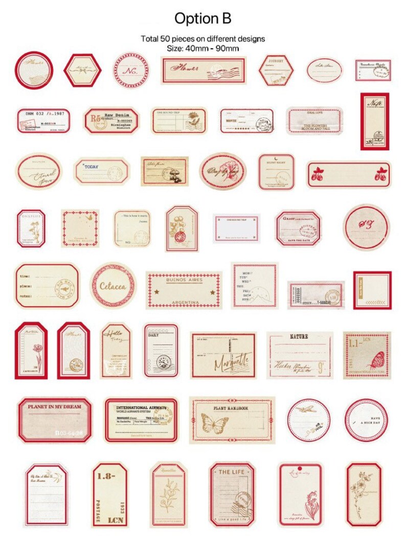 50pcs Vintage Frame Stickers Junk Journal Material Ephemeral - Etsy