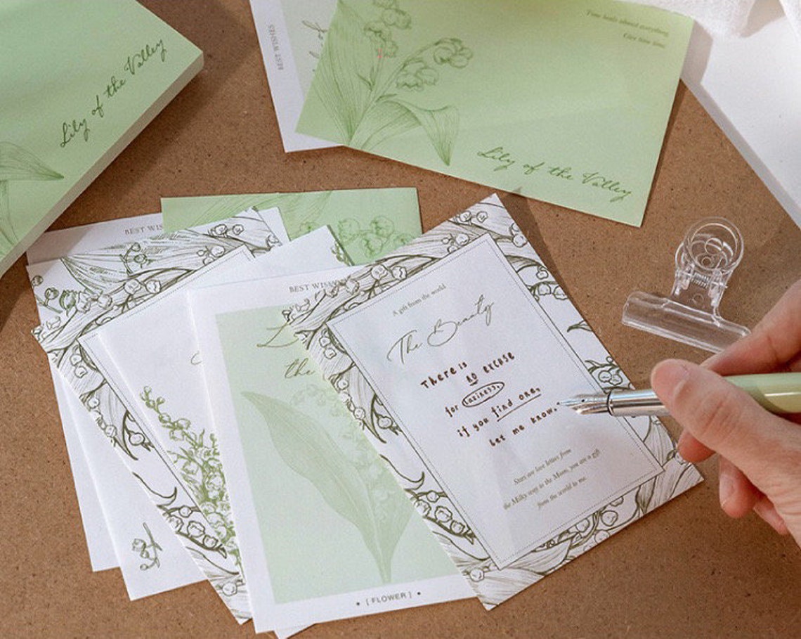 30 Sheets Lily of Valley Note/memo Paper Set | Junk Journal Material ...