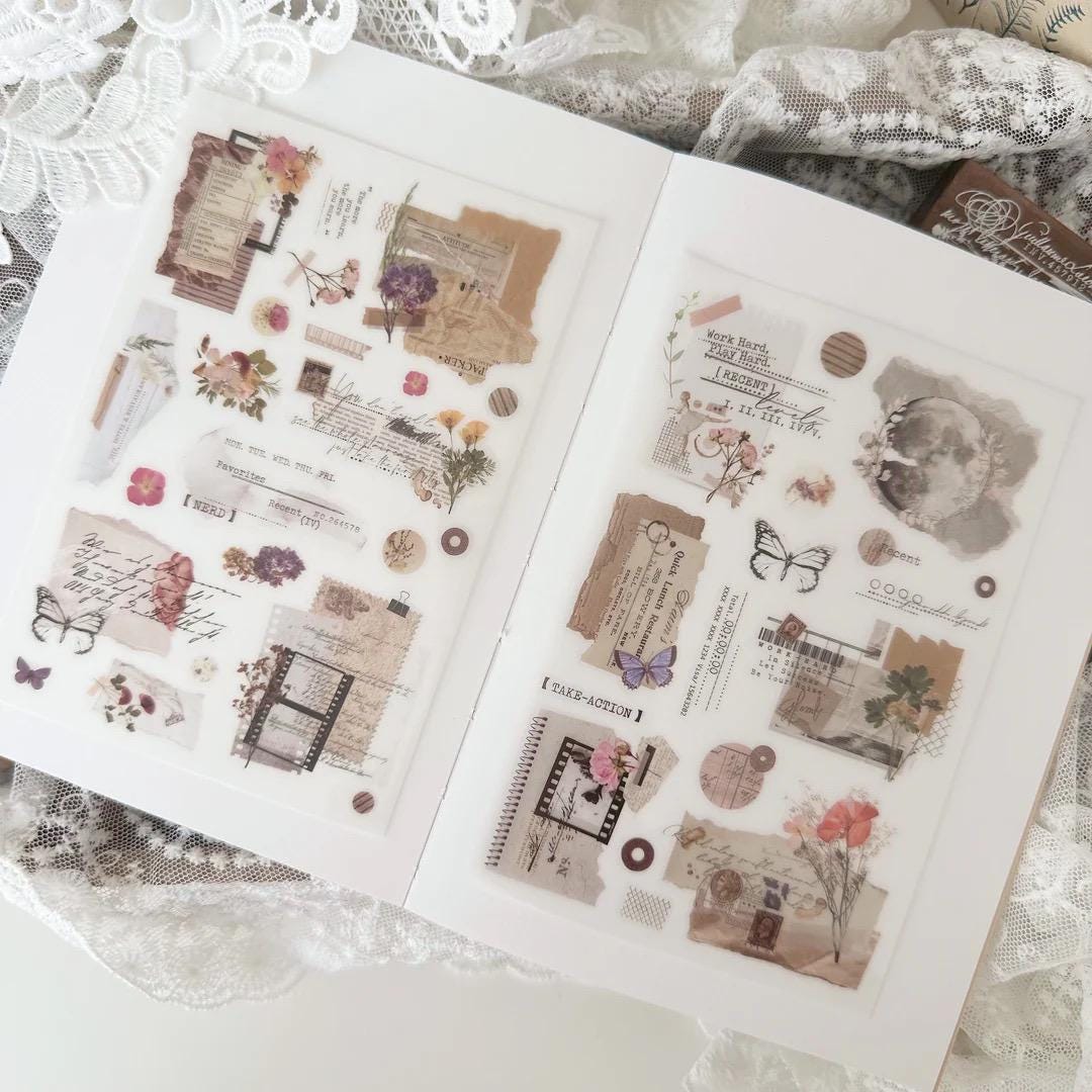 2 Sheets Journal Pages Print on Sticker Daily Fragments | Transfer ...