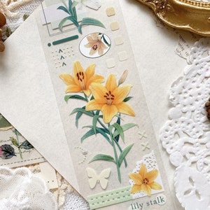 BCJ Lily | One Loop Sample or Roll PET Tape | Flower Stickers, Junk ...