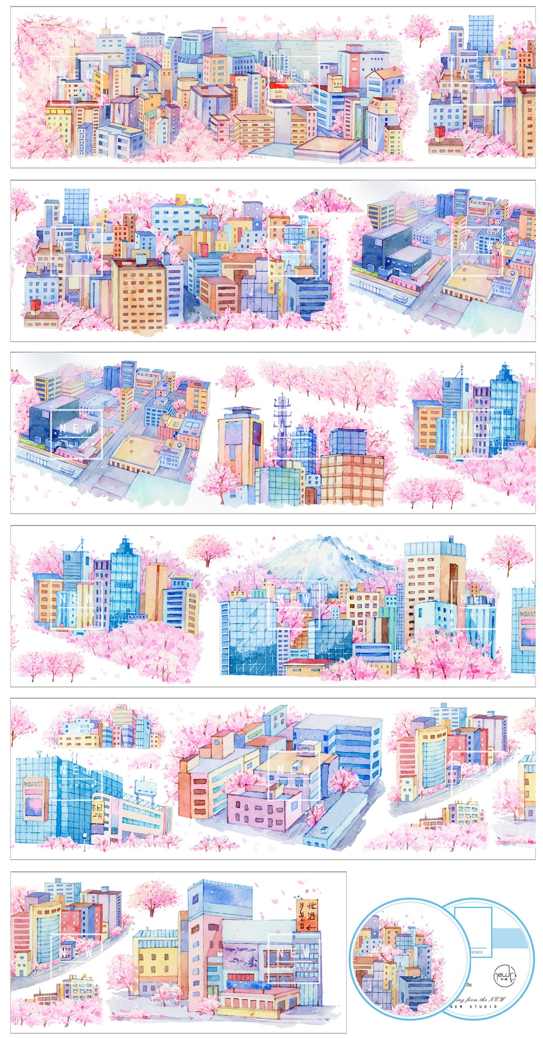 Newstd Sakura City | One Loop Sample or Roll PET Tape | Landscape ...