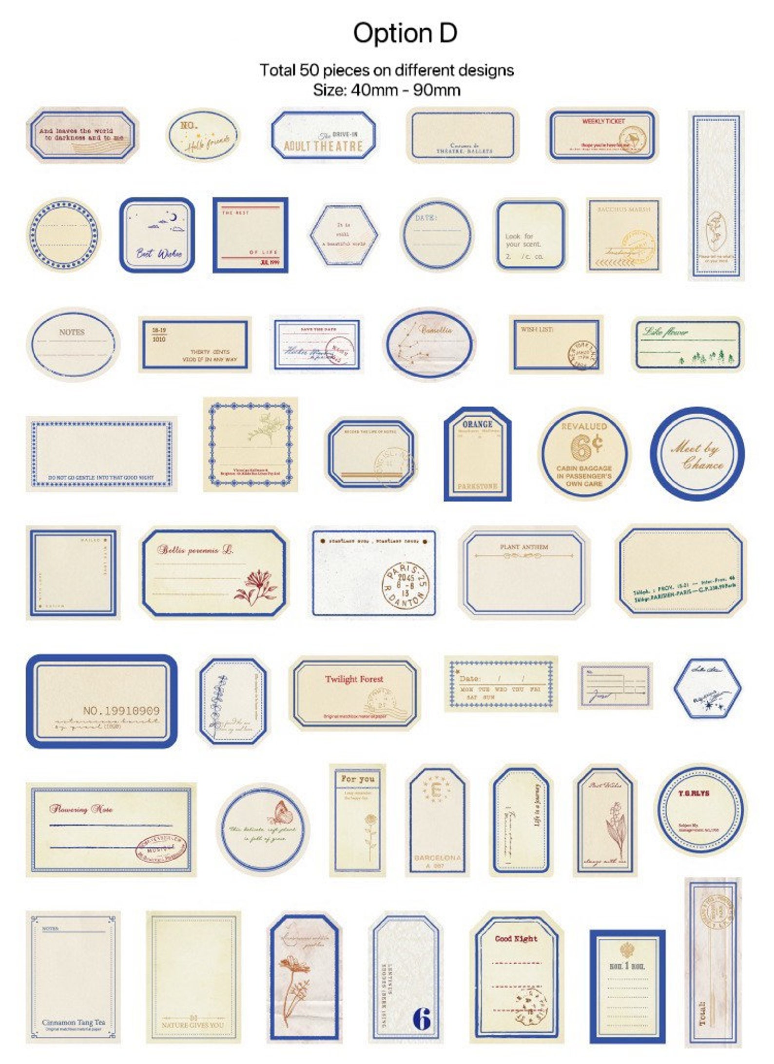 50pcs Vintage Frame Stickers Junk Journal Material Ephemeral - Etsy