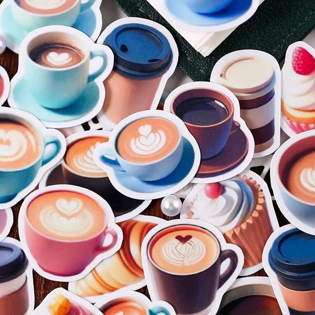 60pcs Colorful Coffee Stickers, Junk Journal Material, Vintage Journal ...
