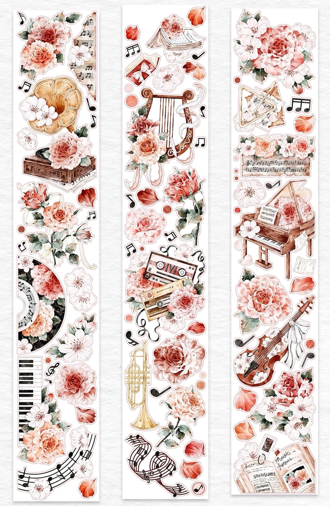 WT Rose Sonata | One Loop Sample or Roll Kiss-cut PET Tape | Flower ...