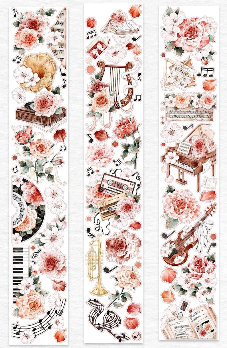 WT Rose Sonata | One Loop Sample or Roll Kiss-cut PET Tape | Flower ...