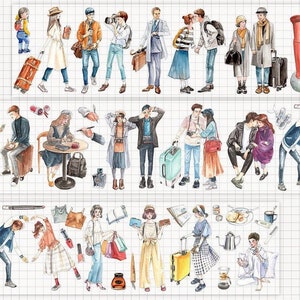 Monchii Travelers | One Loop Sample or Roll PET Tape | People Stickers ...