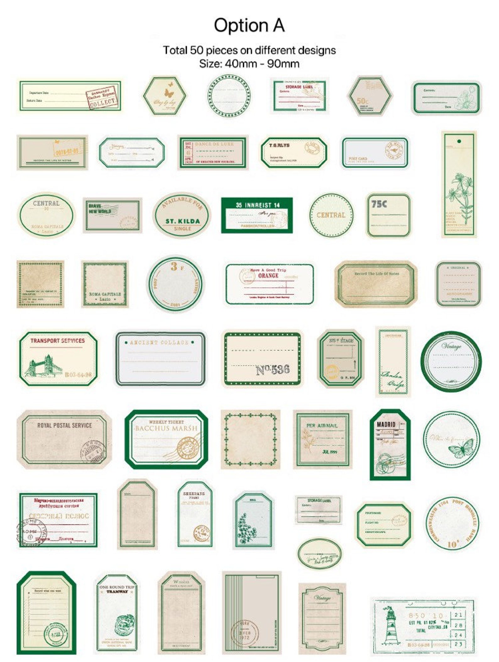 50pcs Vintage Frame Stickers Junk Journal Material Ephemeral - Etsy