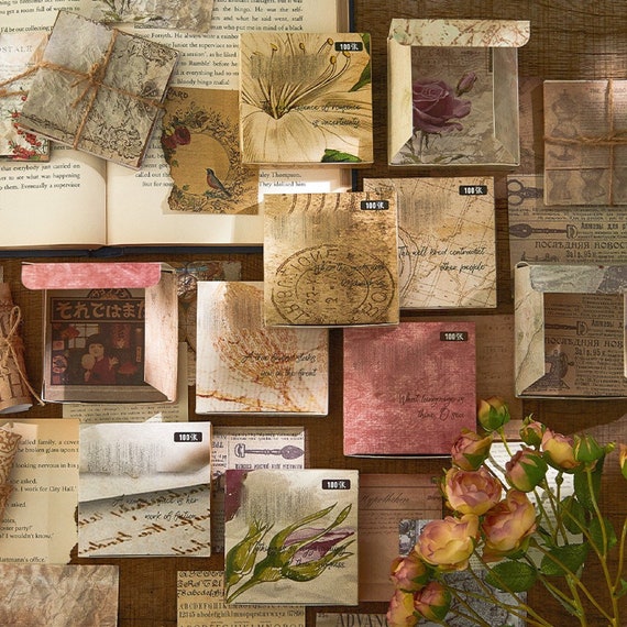 100pcs Vintage Note/memo Light Paper Junk Journal Material - Etsy