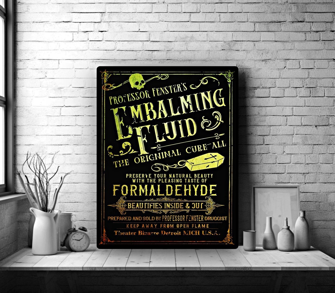 Embalming Fluid Advertisment Sign, Gothic Home Decor, Funeral Artwork ...