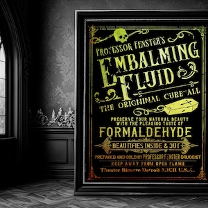 Embalming Fluid Advertisment Sign, Gothic Home Decor, Funeral Artwork ...