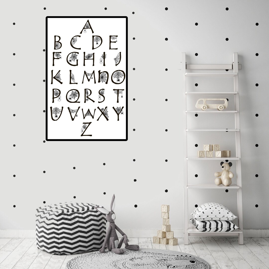 Gothic Nursery Alphabet Print, Nursery Decor, Gothic Print, Artwork for ...