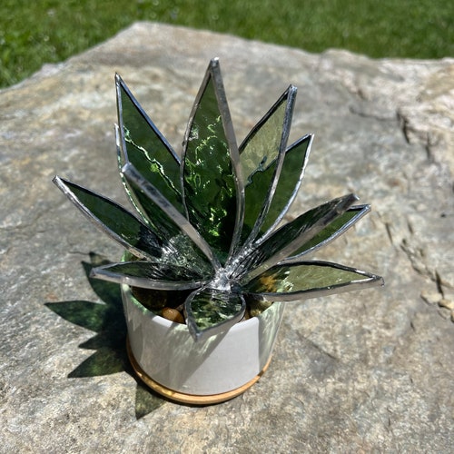 Mini Stained Glass Agave Plant - Etsy