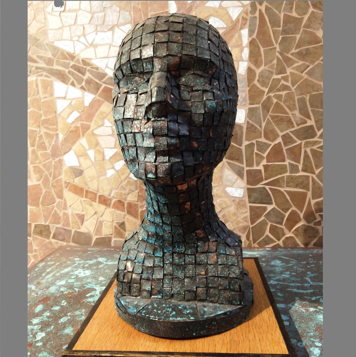 Copper Bust/ Head With Real Copper Mosaic Design/head Tabletop - Etsy