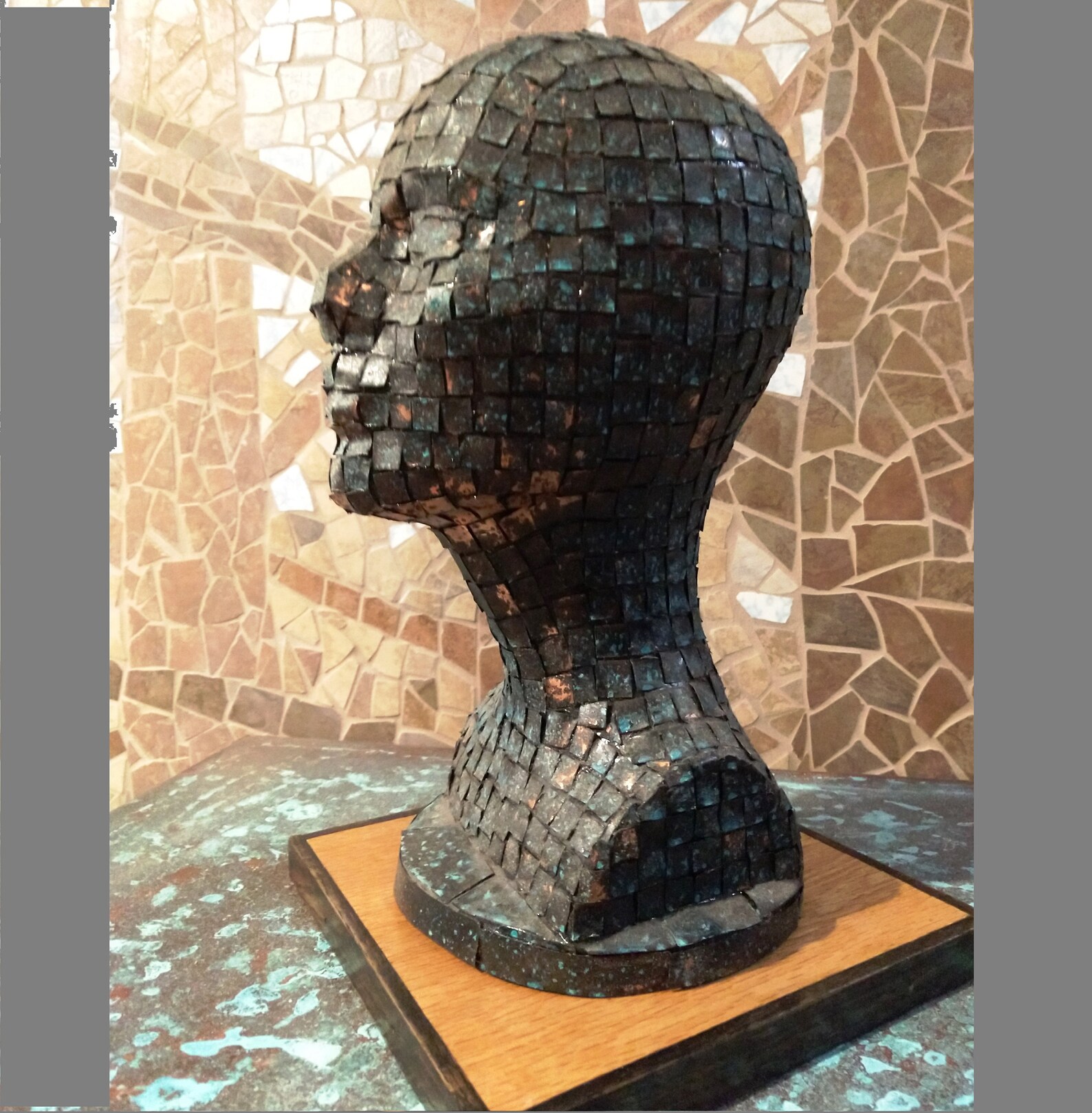 Copper Bust/ Head With Real Copper Mosaic Design/head Tabletop ...