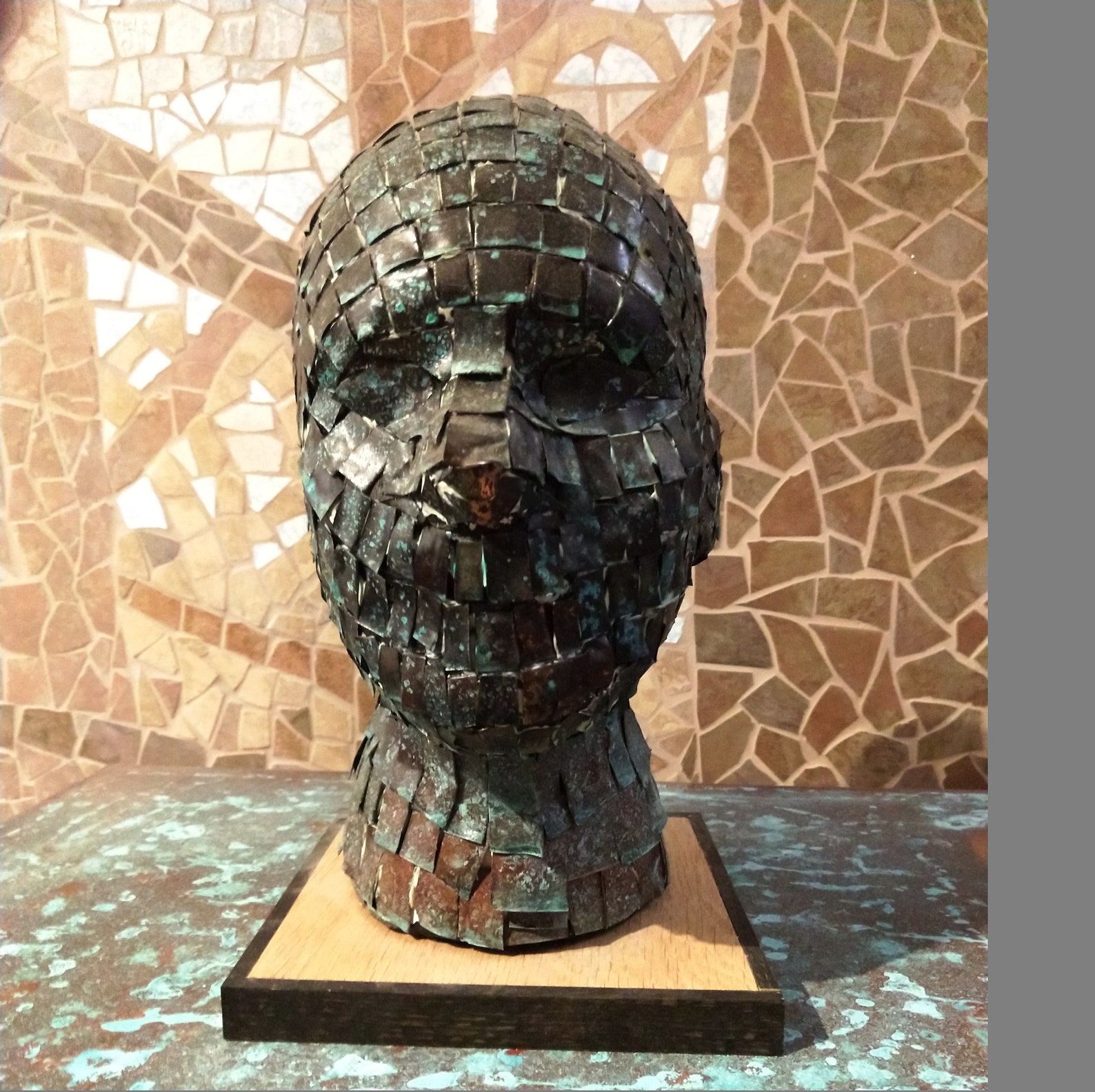 Copper Head/ Head with Real Copper Mosaic design/Head tabletop ...
