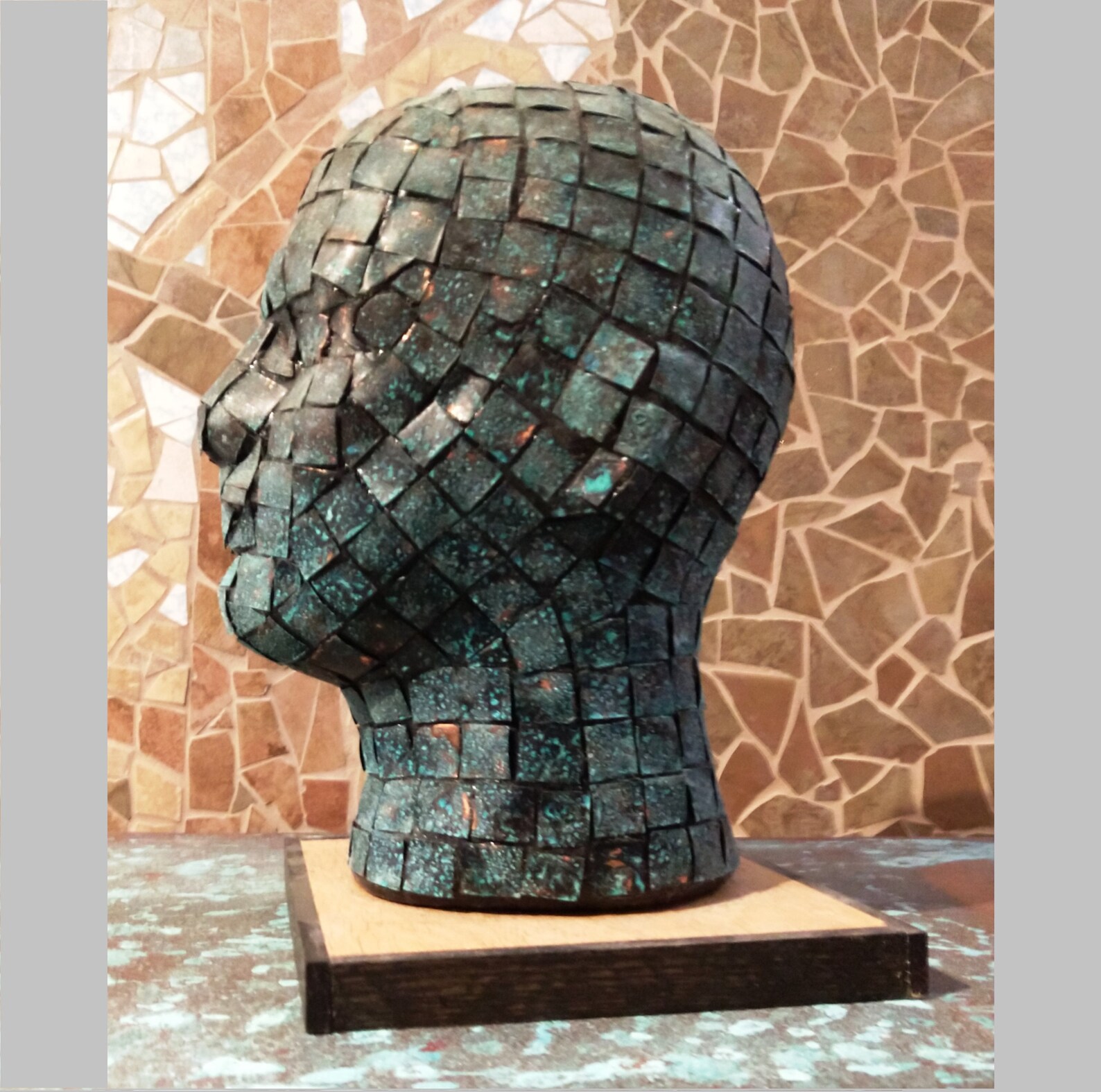 Copper Head/ Head With Real Copper Mosaic Design/head Tabletop ...