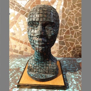 Copper Bust/ Head With Real Copper Mosaic Design/head Tabletop ...
