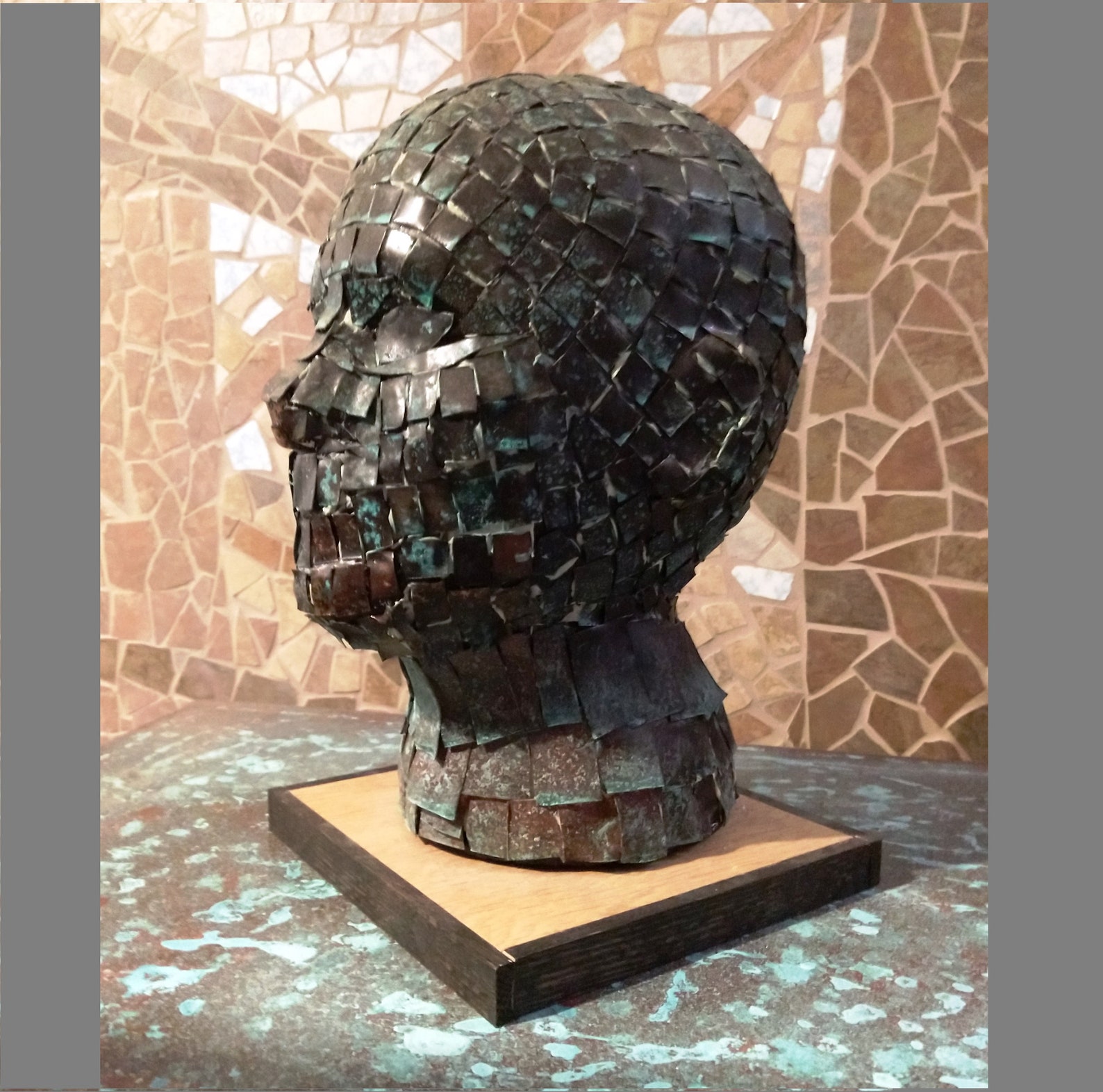 Copper Head/ Head with Real Copper Mosaic design/Head tabletop ...