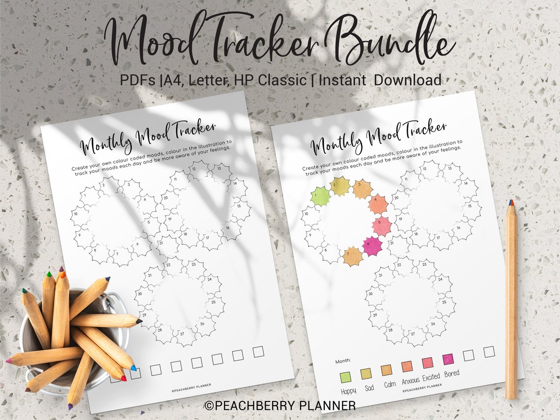 Monthly Mood Tracker Planner Printables Bullet Journal Mood - Etsy ...