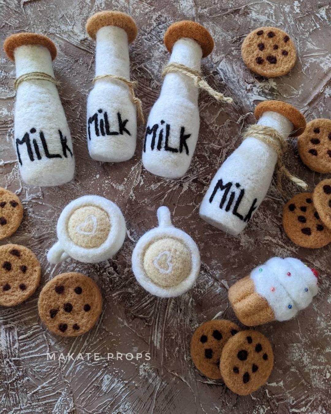 Felt Milk Bottle Props Felt Cup Coffee Newborn Felt Toys, Cookies ...