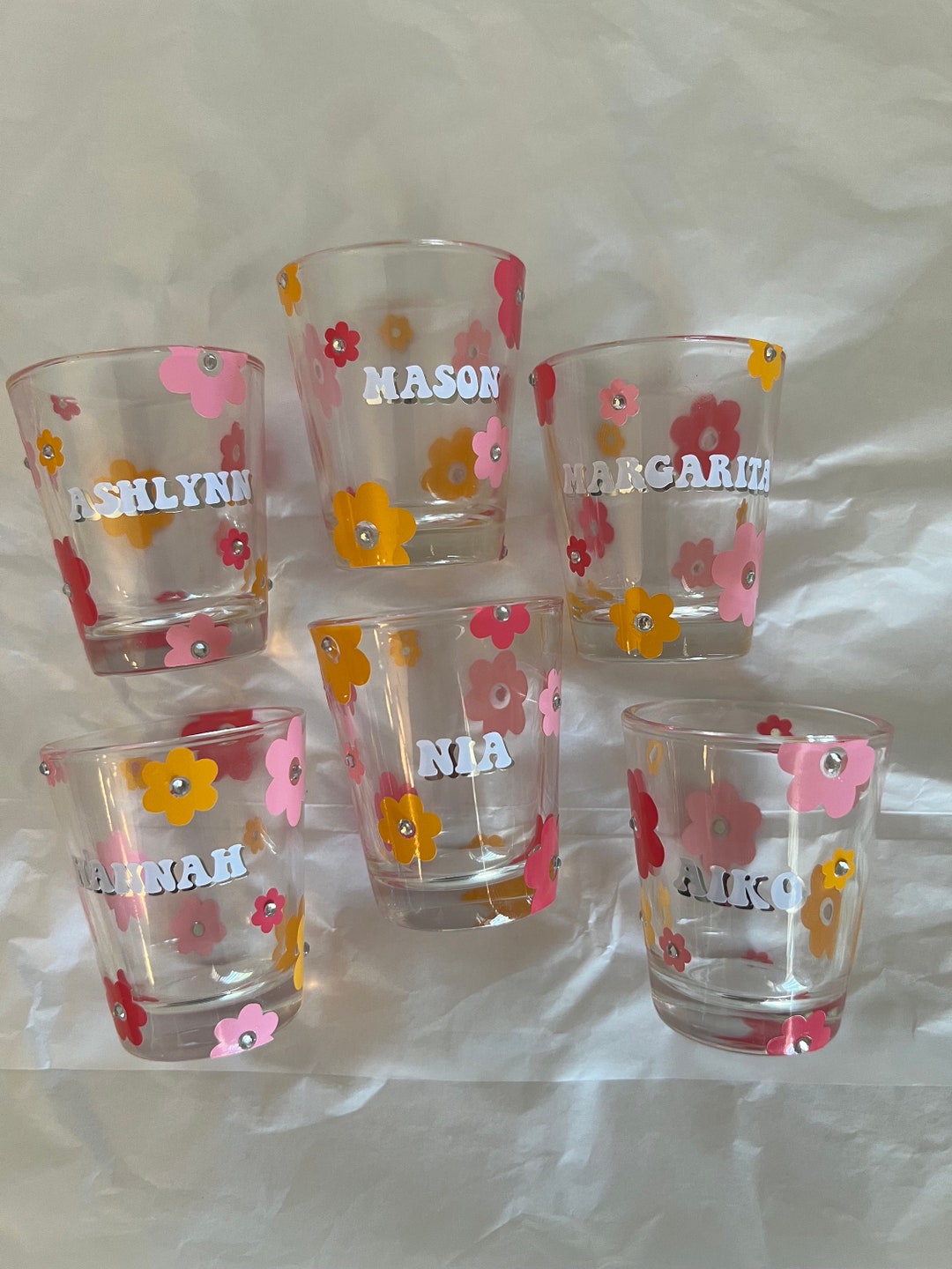 Custom Floral Shot Glass With Flowers, Personalized Name Party Favor - Etsy