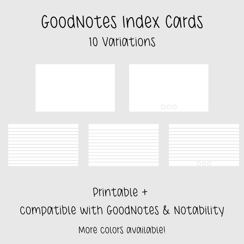 Digital Index Cards for Goodnotes Notability White Lined Dotted Index ...