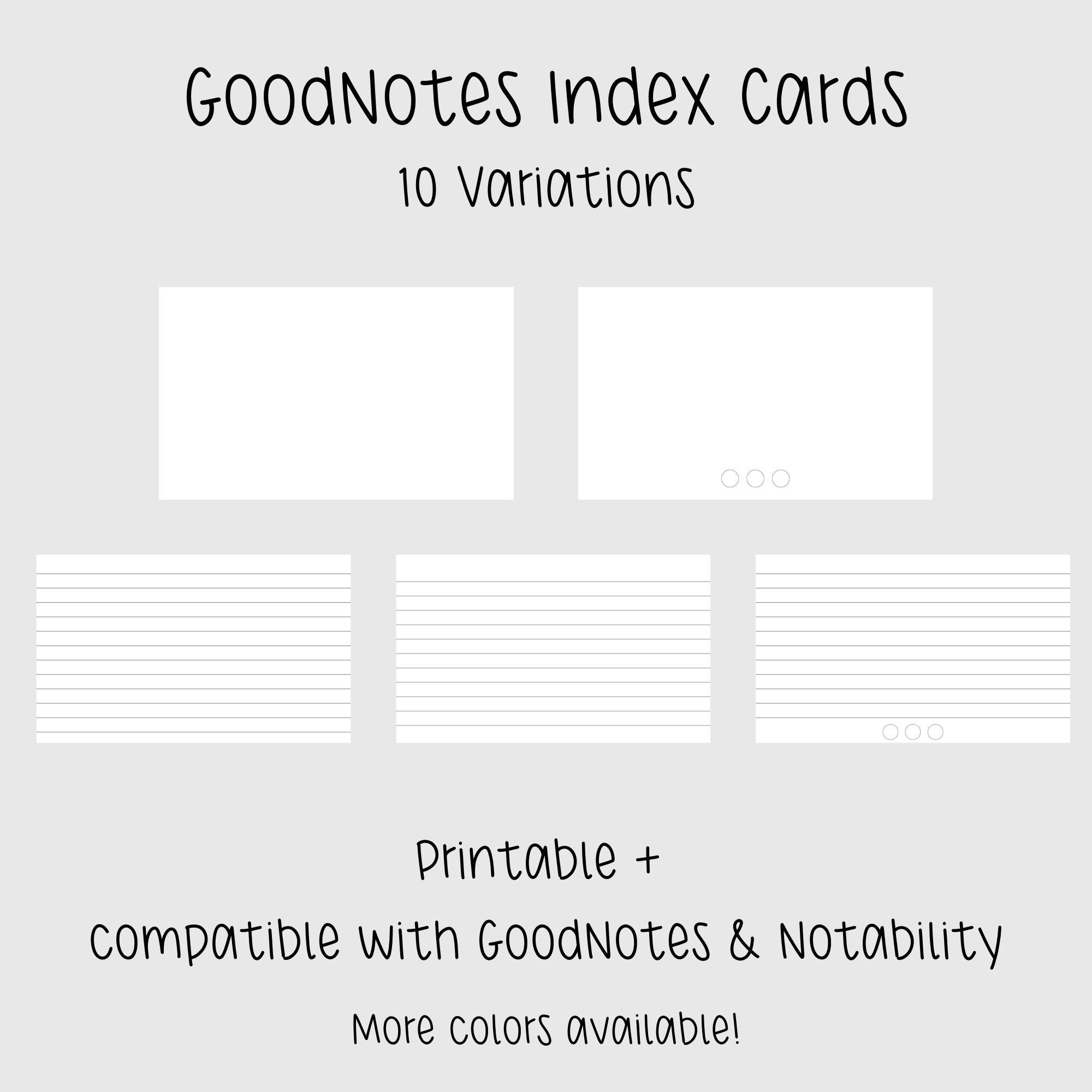 Digital Index Cards for Goodnotes Notability White Lined Dotted Index ...