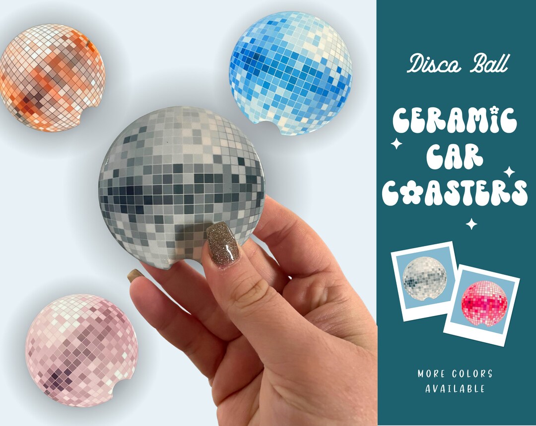 Disco Ball Ceramic Car Coaster | Aesthetic Car Decorations, Mirror Ball ...