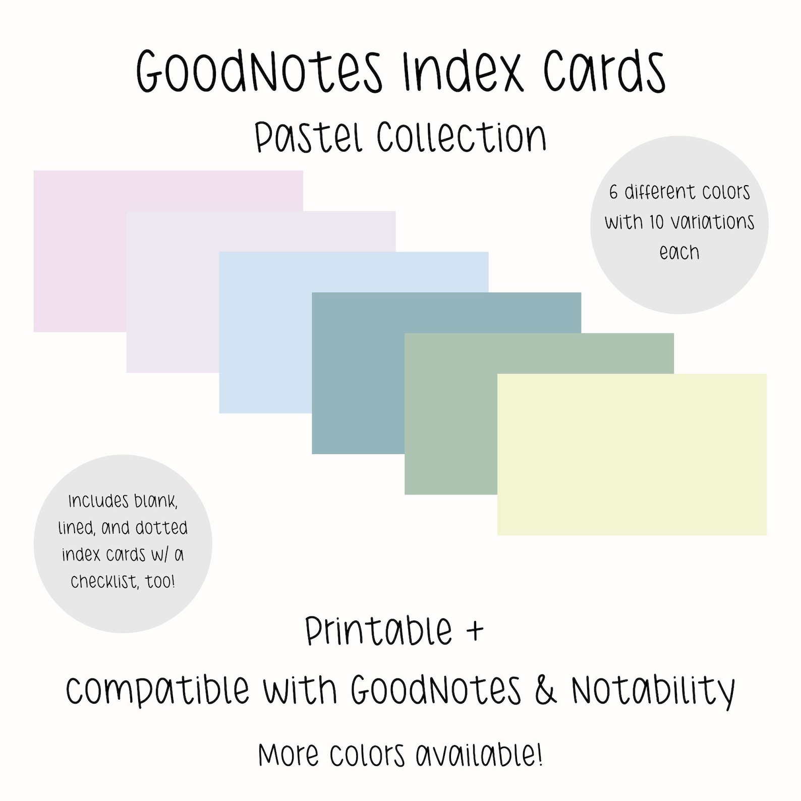 Goodnotes Digital Index Cards, Lined Dotted Pastel Index Cards, Digital ...