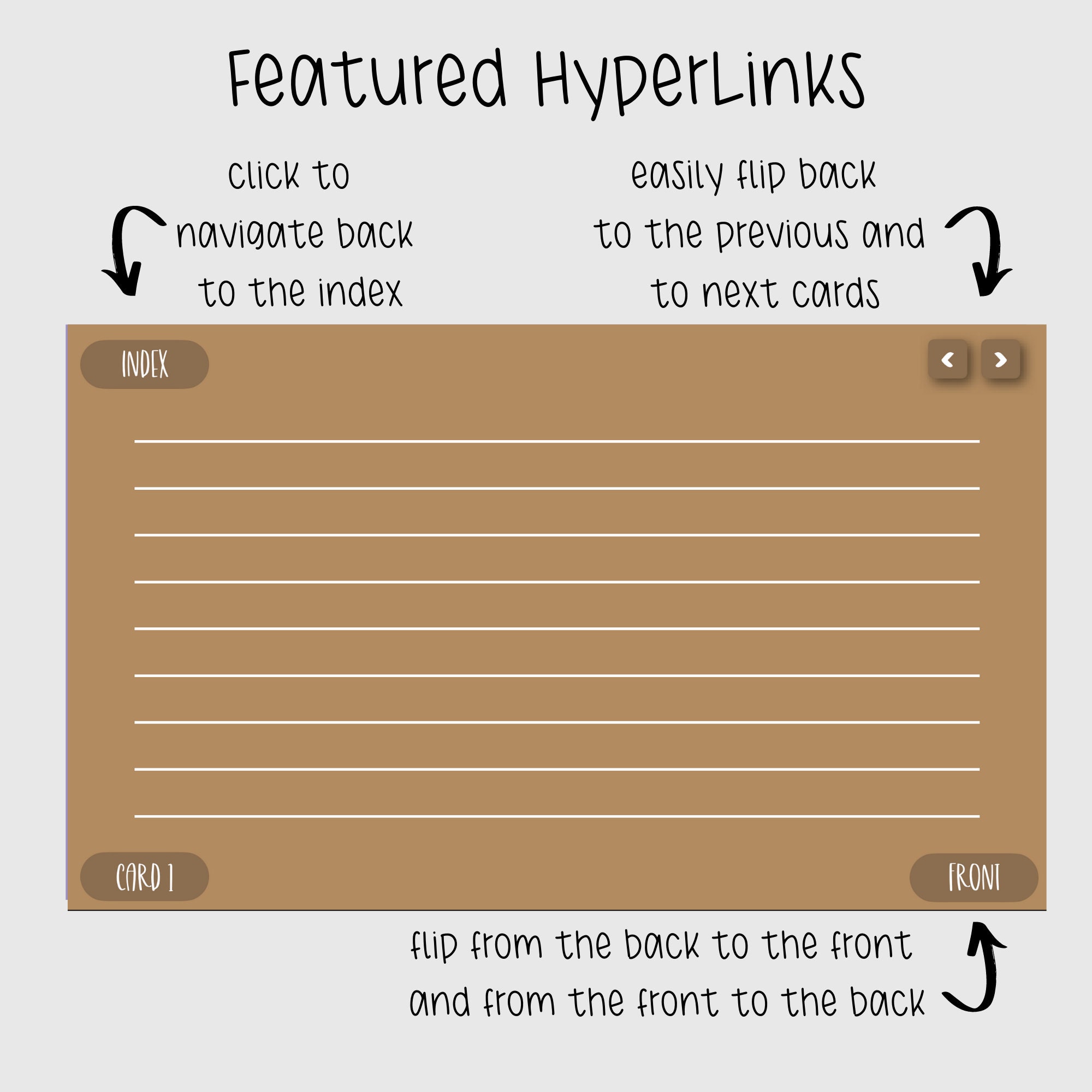 Digital Flashcard Template for Goodnotes Notability Hyperlinked Lined ...