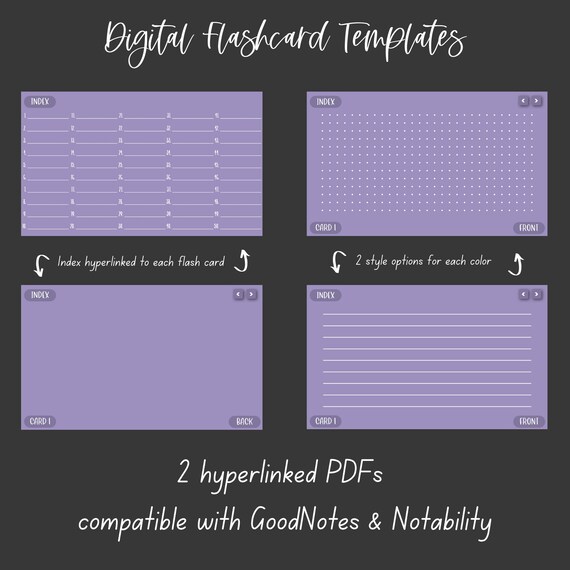 Digital Flashcard Template For Goodnotes Notability Fully Etsy Canada