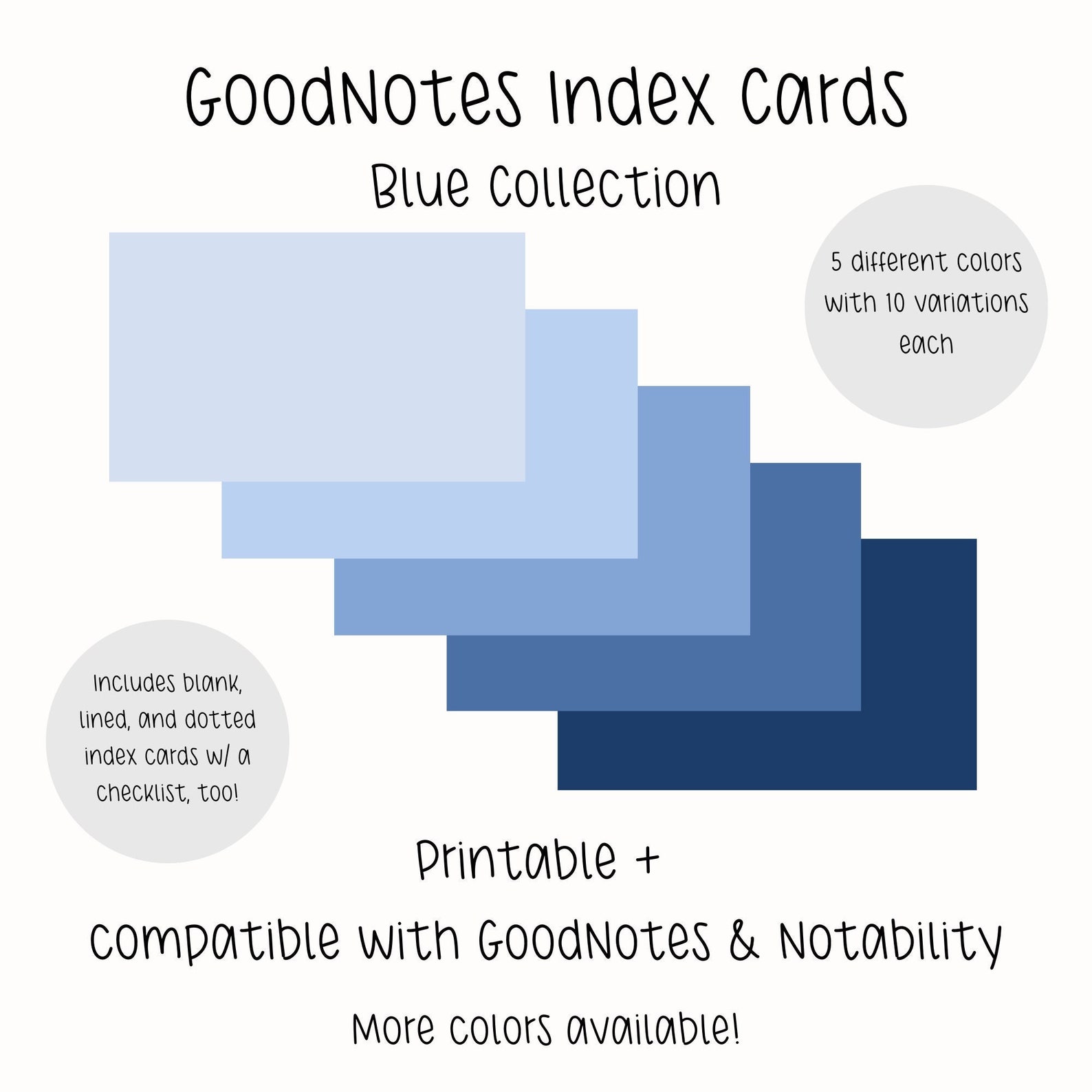 Blue Digital Index Cards for Goodnotes Lined Dotted Pastel - Etsy