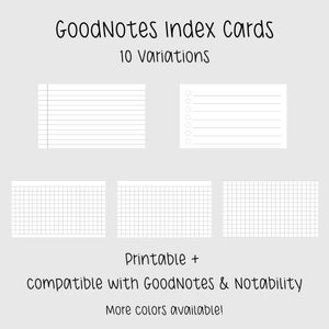 Digital Index Cards for Goodnotes Notability White Lined Dotted Index ...