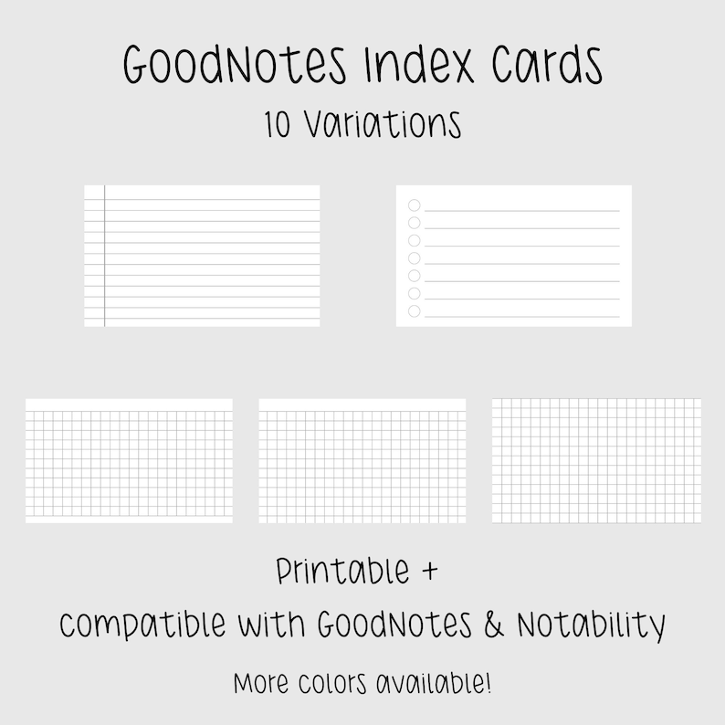 Digital Index Cards for Goodnotes Notability White Lined Dotted Index ...