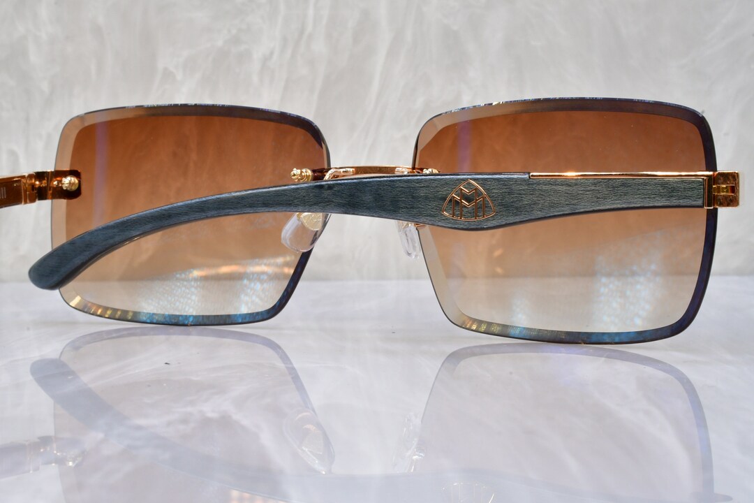 Maybach Sunglasses Blue Steel Horn Cartier Decor Rimless Buff New With ...