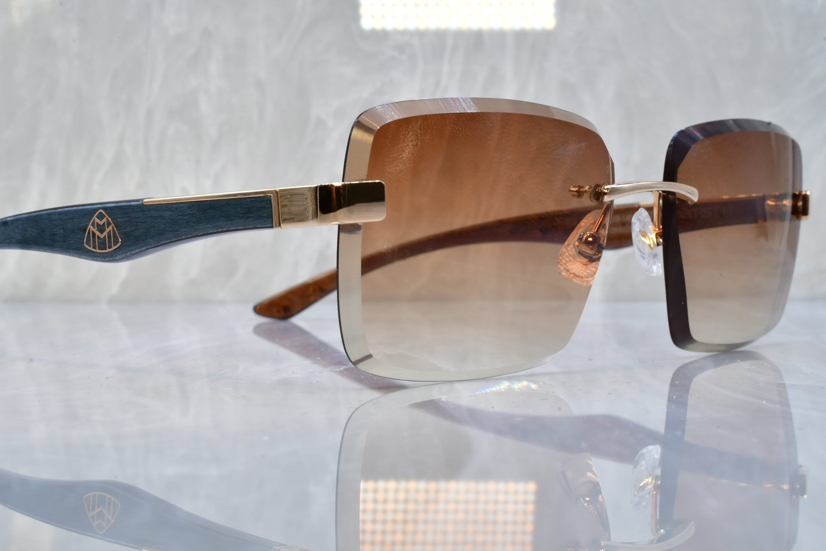 Maybach Sunglasses Blue Steel Horn Cartier Decor Rimless Buff New With ...