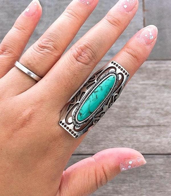 Gorgeous Turquoise Long Oval Stone Cuff Rig/western Style - Etsy