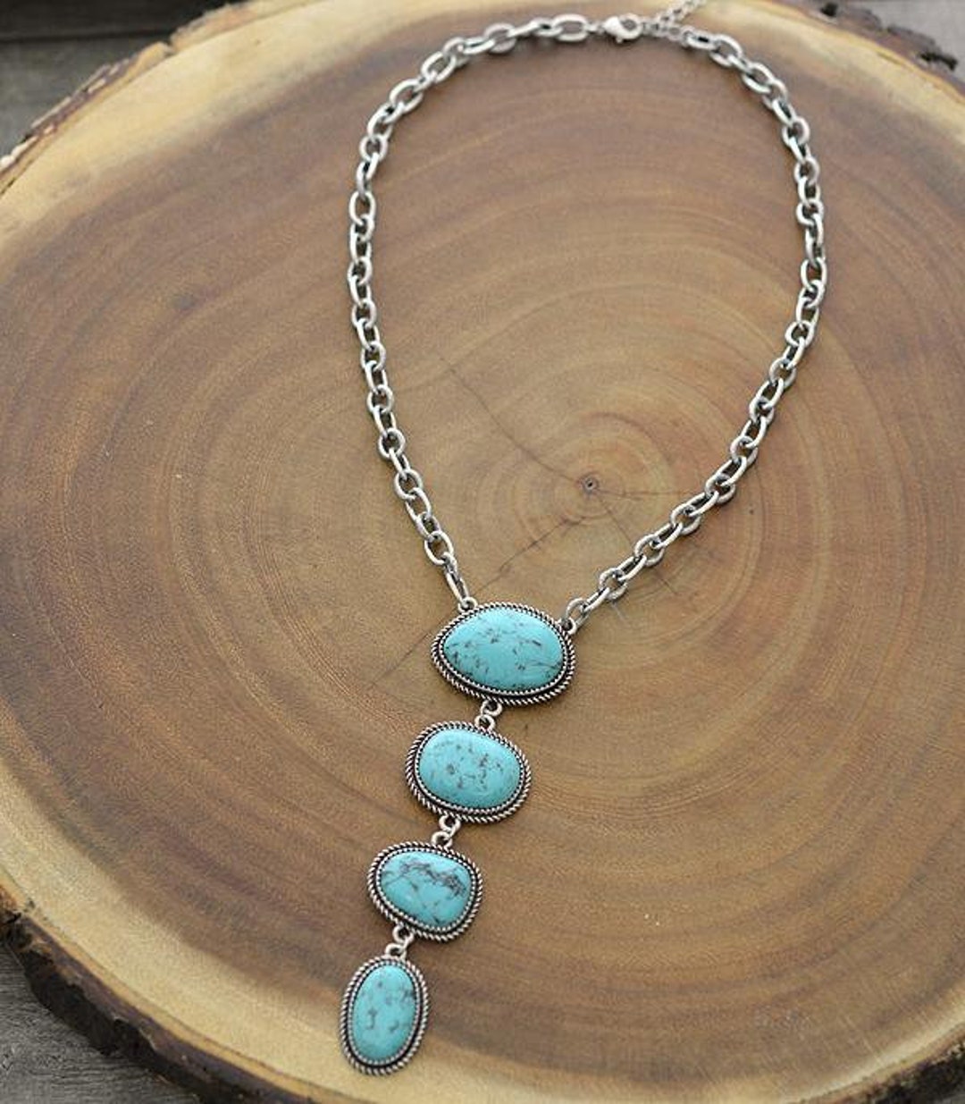 Hand Grafted Beautiful Western Stone Drop Necklace/turquoise Necklace ...