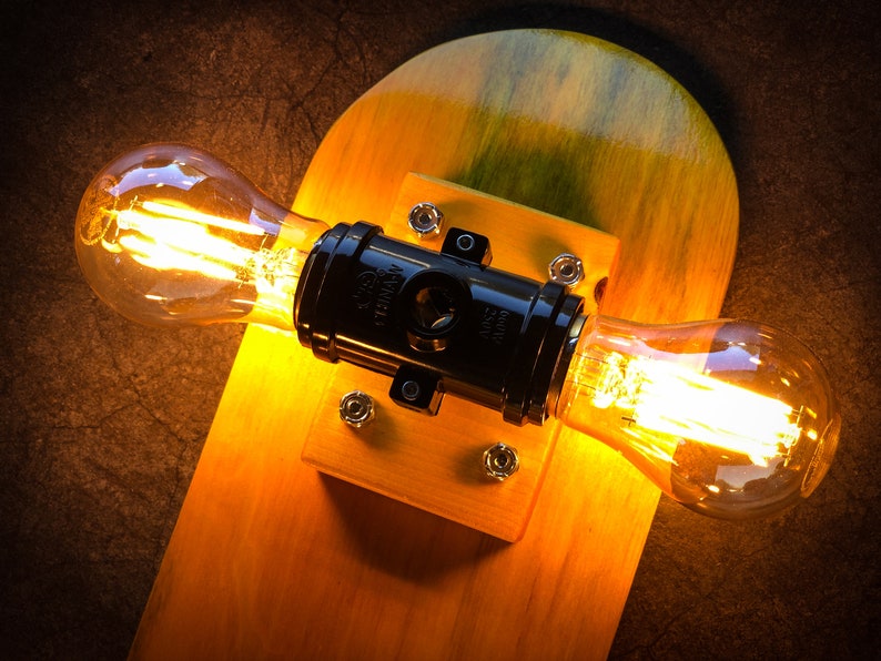 Skateboard Lamp Yellow Stained Mini: Wall Mount, Dimmer Switch With ...