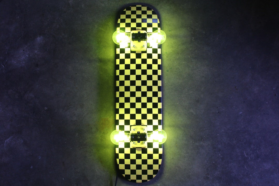 Skateboard Lamp Checkerboard Yellow & Black. Dimmer Switch With ...