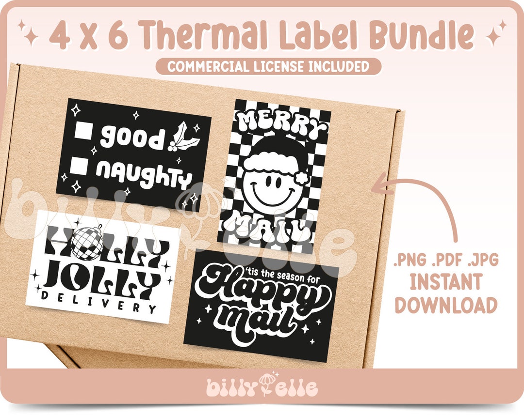 Christmas Happy Mail Thermal Labels Bundle - Small Business Stickers ...