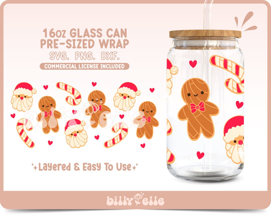 Conchas Cut Gingerbread Cookie 16oz Libbey Glass Can Wrap - Christmas ...