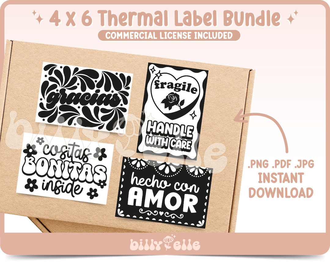 Mexican Thank You Packaging Thermal Labels Bundle - Small Business ...